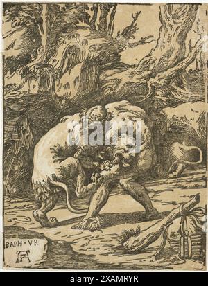 Greek Mythology Hercules Hercules fighting the lion Greek vase ...