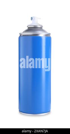 Blue can of spray paint isolated on white Stock Photo - Alamy