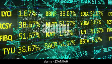 Image of stock market over mathematical equations and network of ...