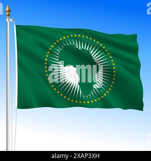African Union Organization waving flag, African countries, vector ...