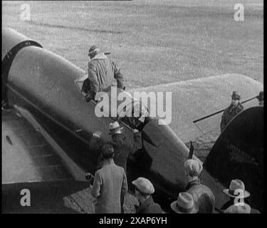 Photograph of Charles Lindbergh with his aircraft from 1921 ...