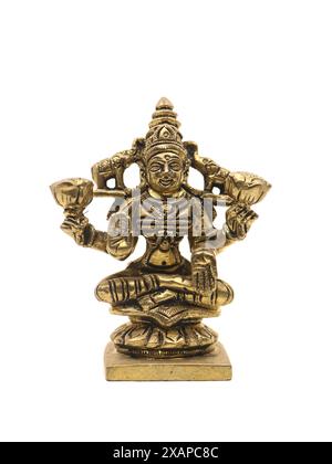 hindu goddess lakshmi with multiple hands blessing in a sitting ...