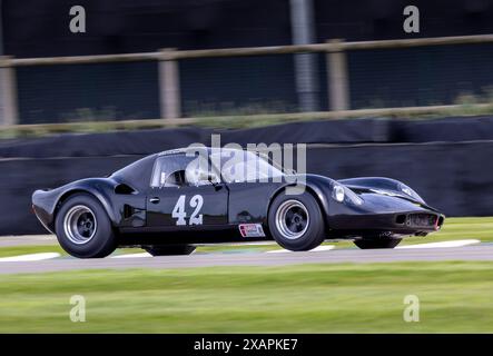Hugh Colman in the 1969 Chevron-BMW B8 during the Gurney Cup race at ...