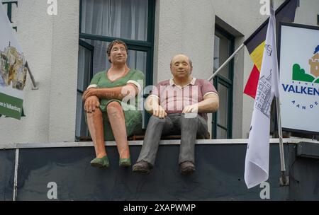 Statues, figures of everyday people in the city of Valkenburg ...