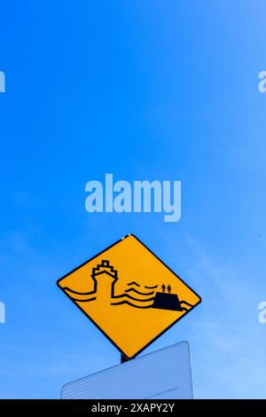 Black Sea - yellow sign with blue sky background Stock Photo - Alamy