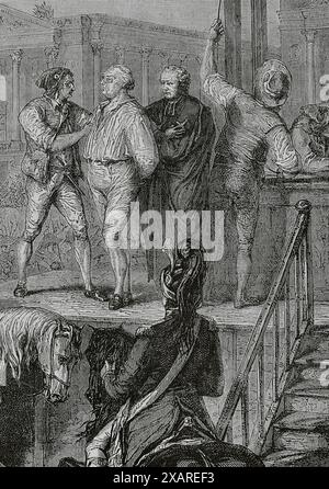 Etching print of the execution of King Louis XVI, also known as Louis ...
