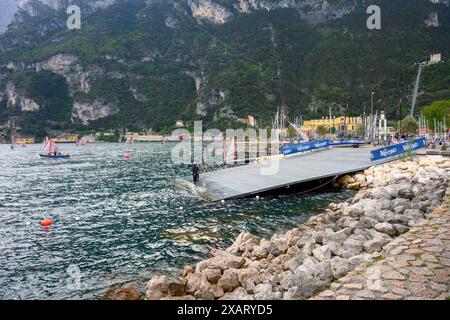 Riva del Garda, Italy - April 15, 2016: The town of Riva del Garda seen ...