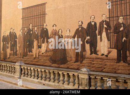 A mural in depicting life in colonial Havana with many of it's famous ...