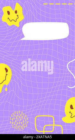 Groovy abstract psychedelic shaped background. Twisted retro style ...