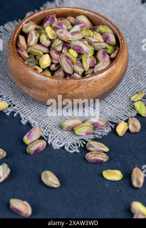 Roasted and Salted Pistachios without Shells on a Wood Table Stock ...