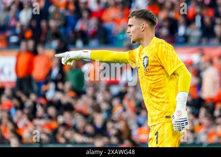 goalkeeper Bart Verbruggen of Netherlands gestures during the ...