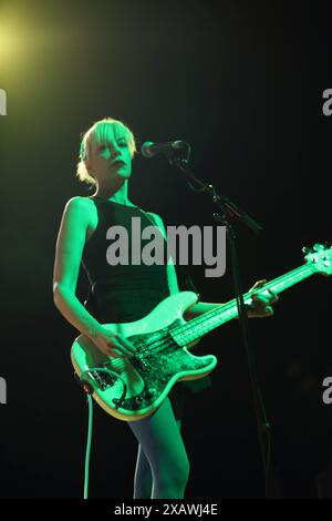 Kathi Wilcox of Bikini Kill performs in Douglas Park during Riot Fest ...