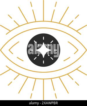 Magic watching eye hand drawn silhouette vector illustration ...