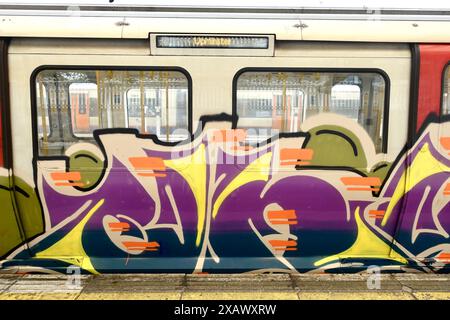 It's like the 1980s again - graffiti art on the London Underground tube ...