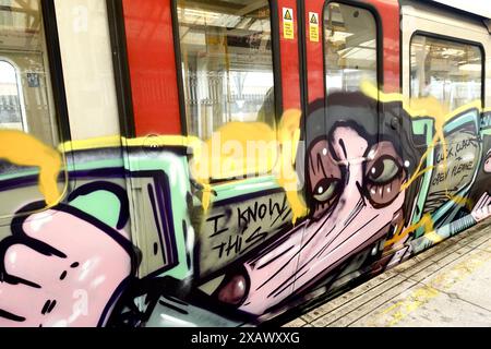 It's like the 1980s again - graffiti art on the London Underground tube ...