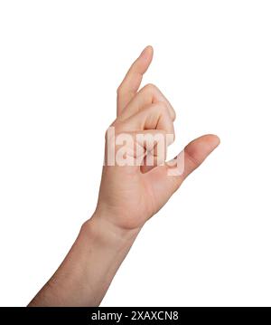 Hand showing a large measurement using thumb and index finger, isolated ...