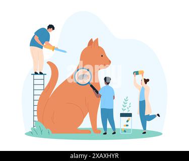 Diagnosis and treatment of flea infestation in veterinary clinic. Tiny ...
