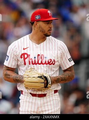 Philadelphia Phillies' Taijuan Walker pitches during the first inning of a baseball game against ...