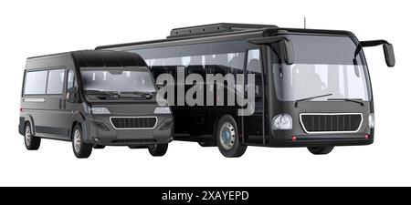 White minibus, microbus. 3D rendering isolated on white background ...