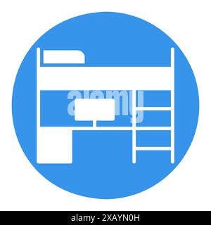 Bunk bed with workspace vector solid icon. Graph symbol for furniture ...