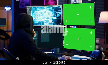 Rogue computer scientist uses AI deep learning and green screen PC to develop malware. Hacker ...