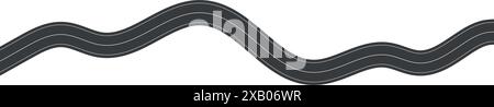 Wavy road with winding curves and horizontal path. Top view of race ...
