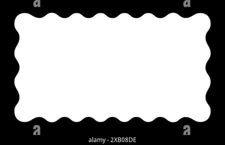 Rectangle frame with wiggly edges. Rectangular shape with scallop borders. Picture or mirror ...