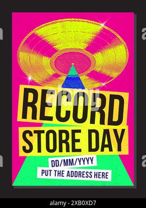 Vinyl record poster. Text with musical symbols. Vector conceptual ...