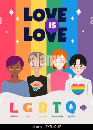 Vibrant LGBTQ Pride Month Poster Vector Set. Celebrate Love, Diversity ...