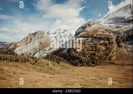 Swiss mountains in Sunnbüel Kandersteg fall with sunlit snow peaks ...