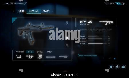 Mockup Video Game Store and Gameplay Concept. Buying Guns in Online ...