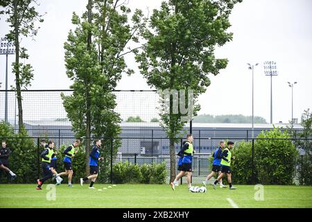 FCV Dender players pictured in action during a training session of ...
