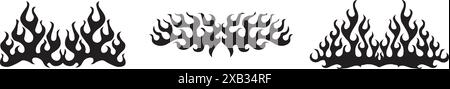 Flame heart set y2k style. Trendy grunge scrawl icon for stickers. Emo ...