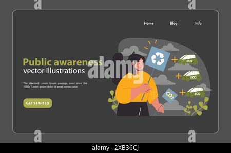 Electric Car Public Awareness Campaign Illustration. This vector ...
