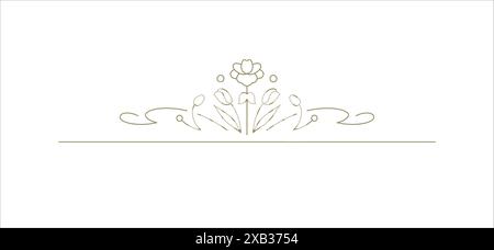 Classic minimalist divider botanical golden line art decorative element ...