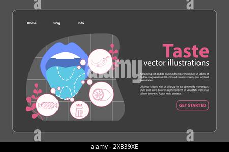 Taste illustration. A depiction of the gustatory system with symbols ...
