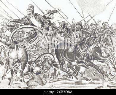 Alexander the Great fighting the Persian King Darius III Stock Photo ...