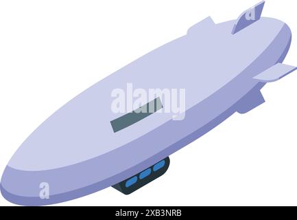 Large zeppelin airship is floating in the sky with blue tail fins ...