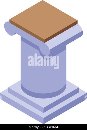 This isometric illustration features an ancient greek column ...