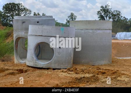 Installation of underground drainage pipes for discharge of rainwater ...