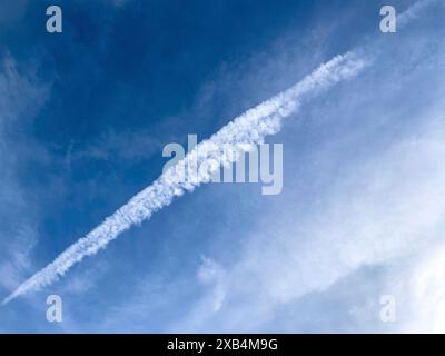 Dissipating contrail high thin cloud artificially created by aircraft ...