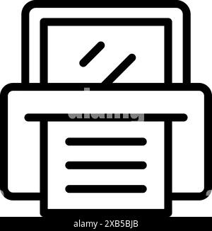 Simple icon of an office printer actively printing out business ...