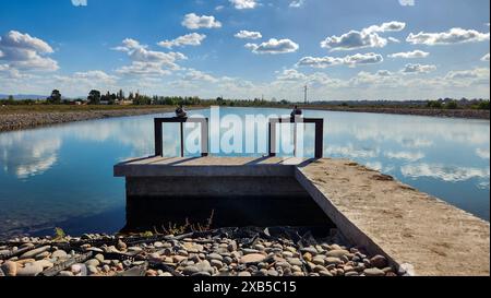 Gates in water tank (swimming pool) for irrigation in agriculture Stock ...