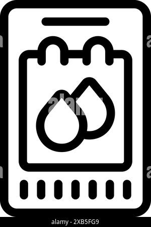 Menstrual cycle calendar with red drops marking menstruation period ...