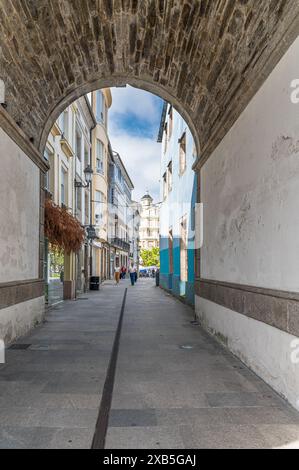 LUGO, SPAIN - AUGUST 26, 2022: Urban scene, street view in the old town ...
