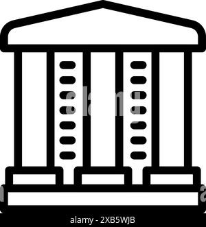 Simple line drawing of greek columns standing tall on a base ...