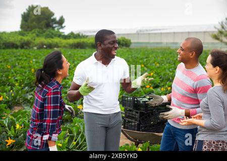 Conversation of farmers of different nationalities on field Stock Photo ...