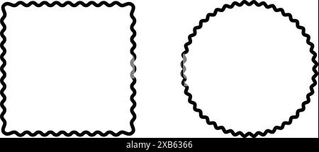 Undulated circle frame. Round shape with frilly borders. Wavy photo ...