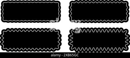 Rectangle frame with wiggly edges. Rectangular shape with scallop borders. Picture or mirror ...