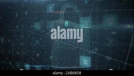 Digital lock graphic with numbers floating around, representing ...